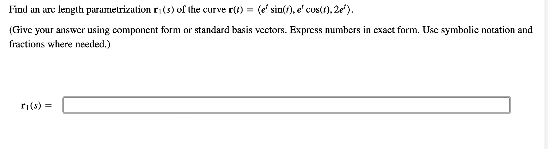 Solved Find an arc length parametrization r1(s) of the curve | Chegg.com
