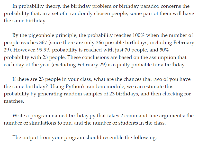 Solved In probability theory, the birthday problem or | Chegg.com