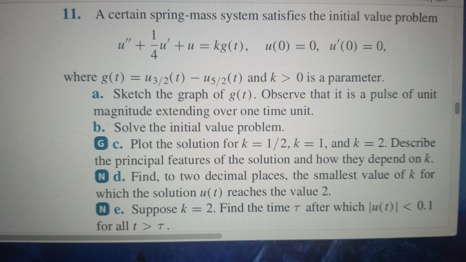 Solved A Certain Spring Mass System Satisfies The Initial