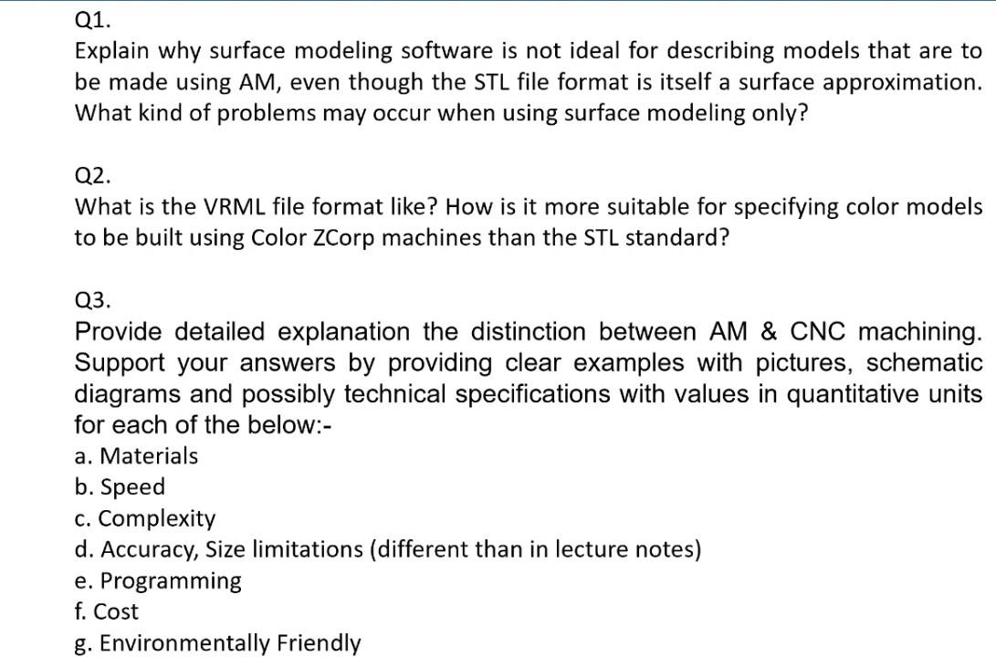 Solved Q1. Explain why surface modeling software is not | Chegg.com