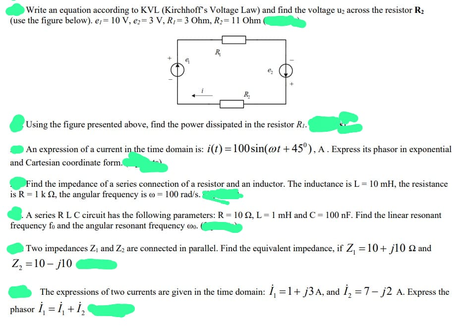Solved Write an equation according to KVL (Kirchhoff's | Chegg.com