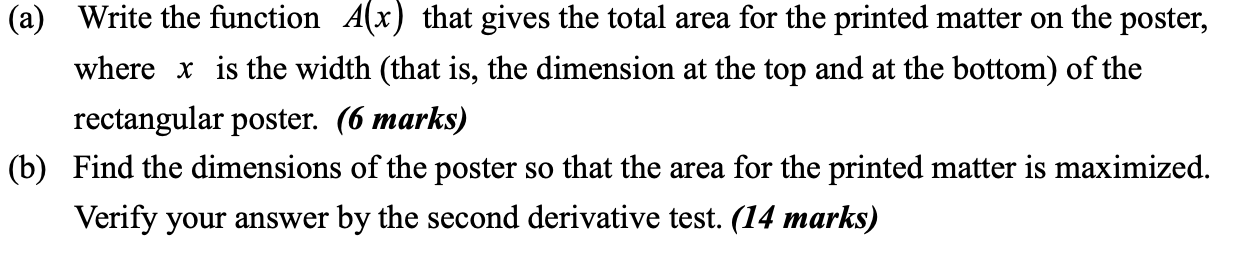 Solved 68. Poster Design A rectangular poster having an area | Chegg.com