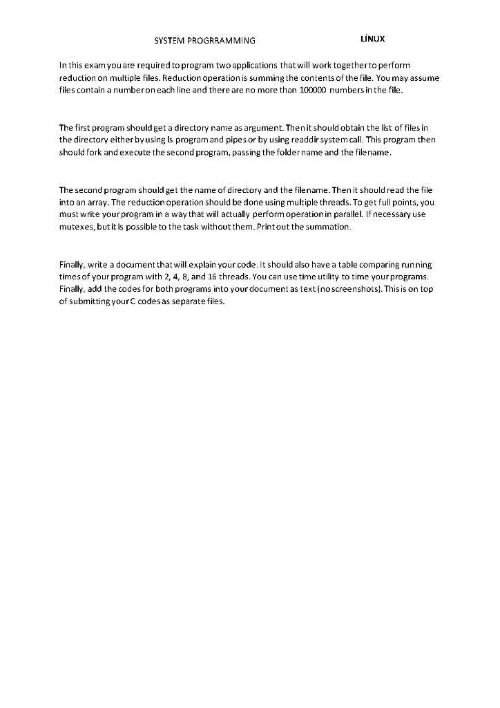 Solved SYSTEM PROGRRAMMING LINUX In this exam you are | Chegg.com