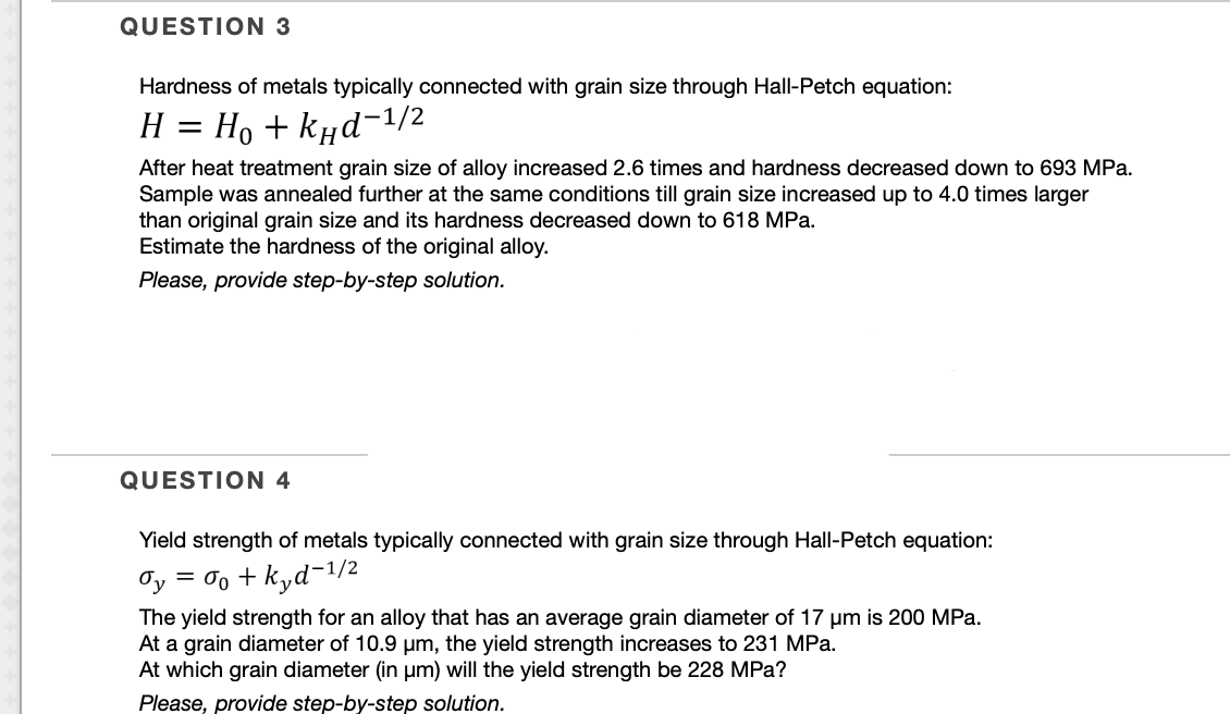 Solved QUESTION 3 Hardness of metals typically connected | Chegg.com