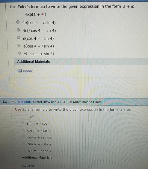 Solved Use Euler's formula to write the given expression in | Chegg.com