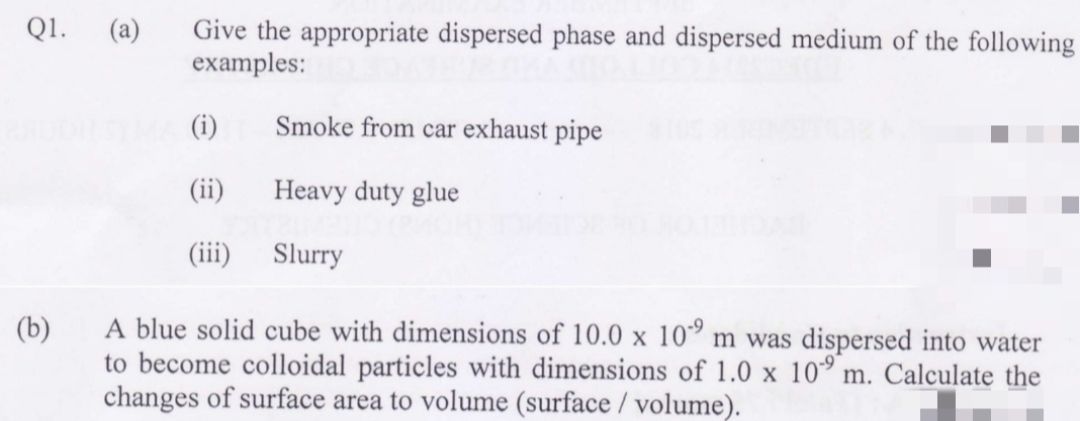 Solved Q1. (a) Give the appropriate dispersed phase and | Chegg.com