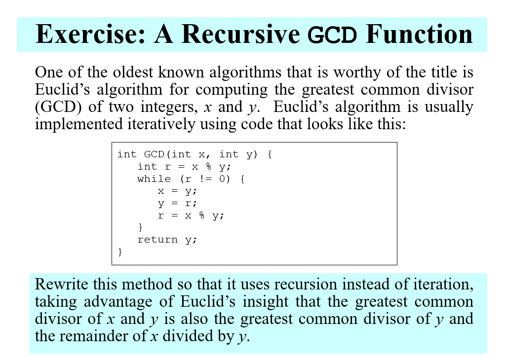 Solved int GCD(int x, int y) { int r = x % y; while (r | Chegg.com