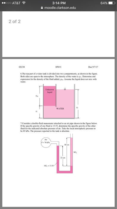 Solved The top part of a water tank is divided into two | Chegg.com