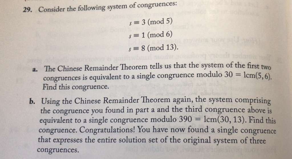 Solved Consider the following system of congruences: s3 (mod | Chegg.com