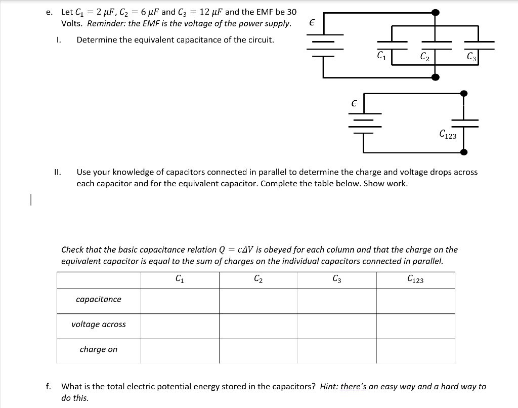 Solved a. 1. Parallel Capacitors: Capacitors are connected | Chegg.com