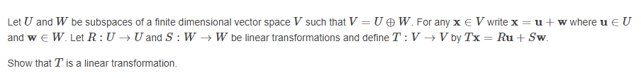 Solved Let U and W be subspaces of a finite dimensional | Chegg.com