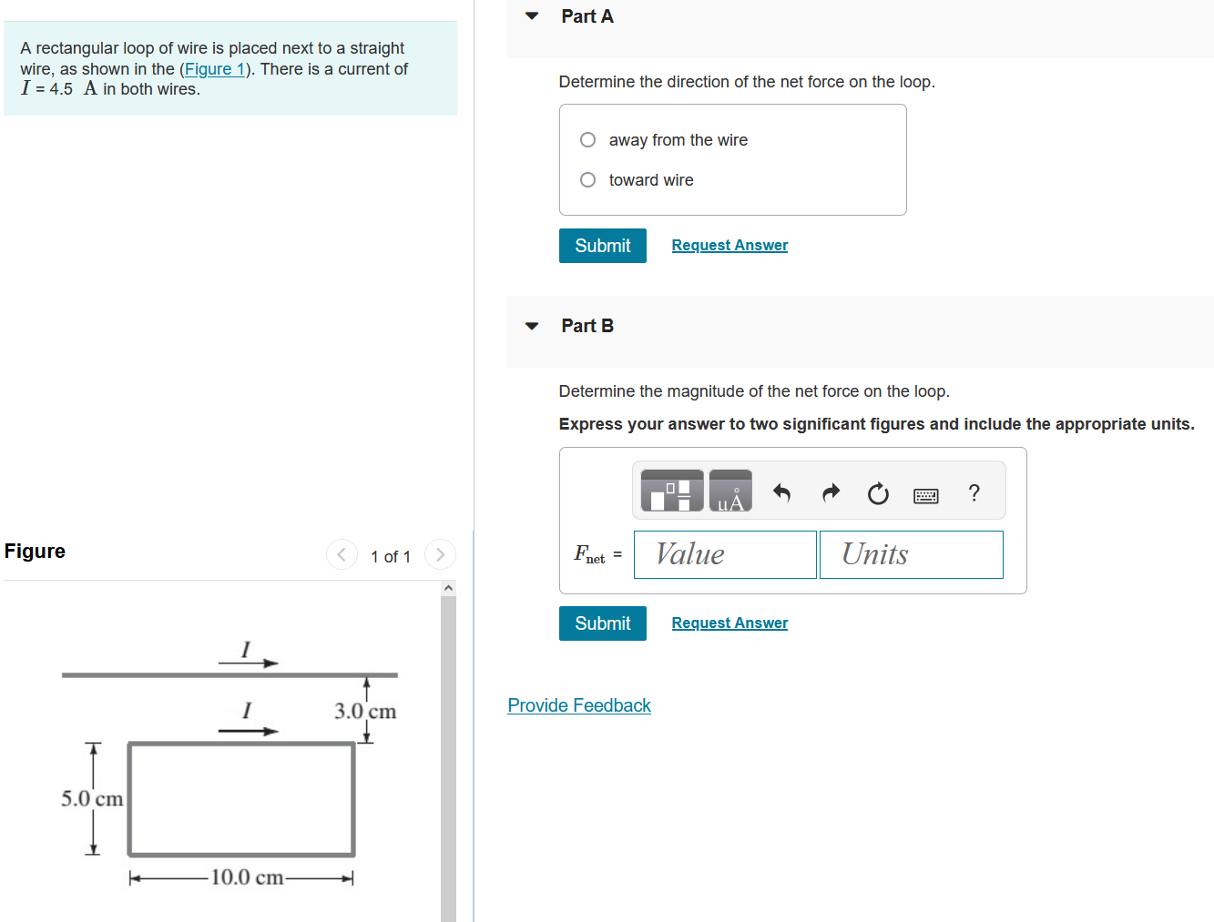 Solved A rectangular loop of wire is placed next to a | Chegg.com