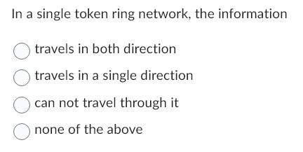 Solved In a single token ring network, the information | Chegg.com