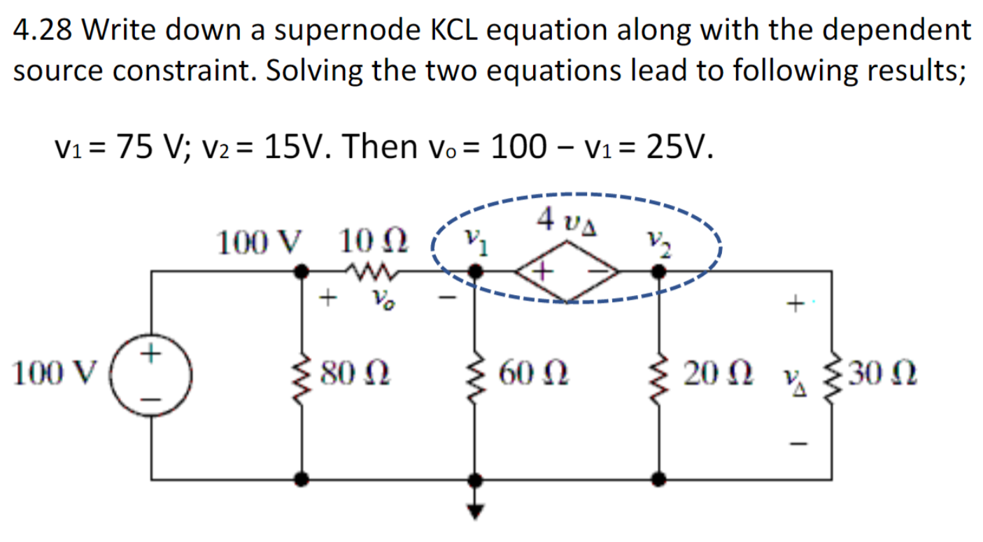 Solved 4.28 Write down a supernode KCL equation along with | Chegg.com