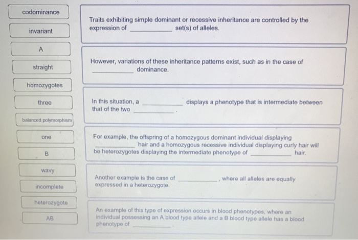 Solved codominance Traits exhibiting simple dominant or | Chegg.com