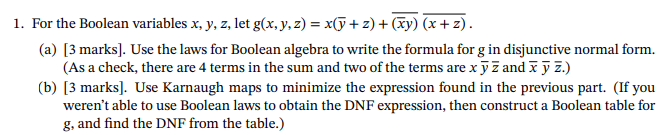 Solved 1. For the Boolean variables x,y,z, let | Chegg.com
