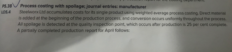 Solved P5.38Process costing with spoilage: journal entries: | Chegg.com