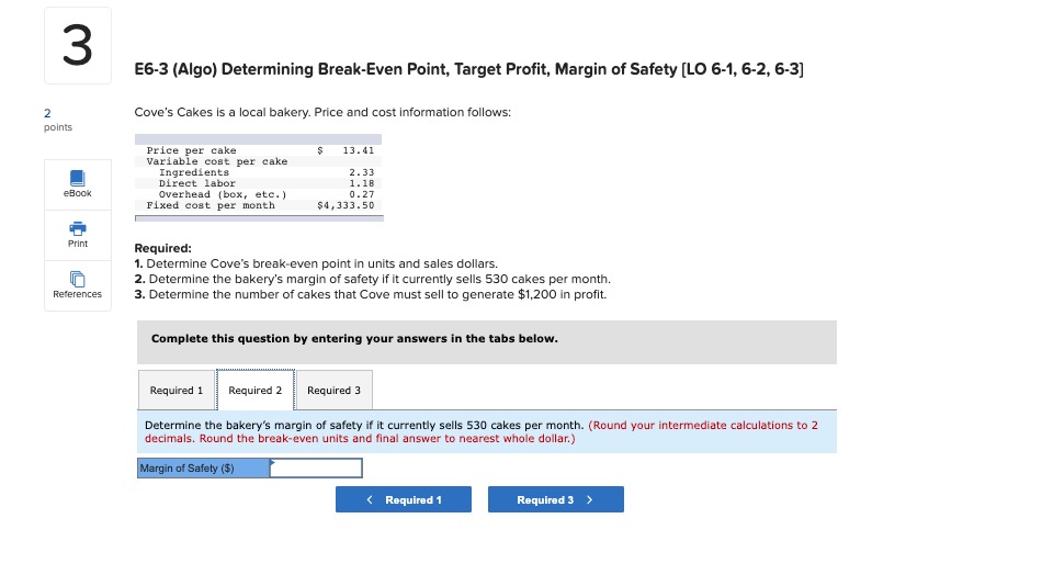 Solved 3 E6-3 (Algo) Determining Break-Even Point, Target | Chegg.com