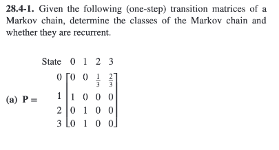 Solved 28.4-1. Given the following (one-step) transition | Chegg.com