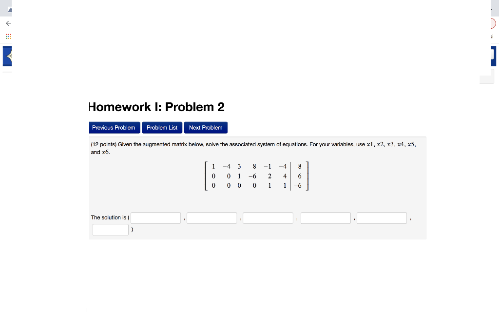Solved Homework I Problem 2 Previous Problem Problem List 