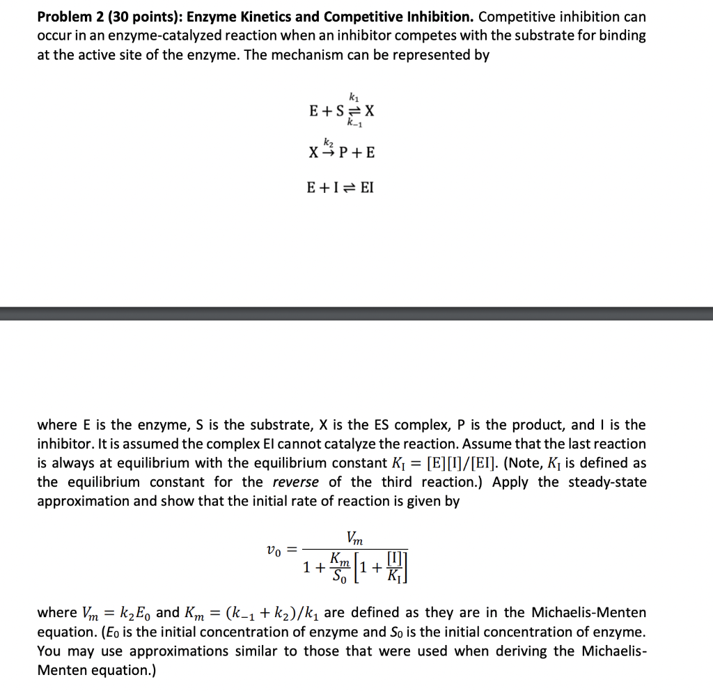Solved Problem 2 (30 points): Enzyme Kinetics and | Chegg.com