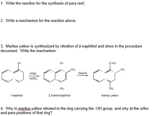 Solved 1. Write the reaction for the synthesis of para red| | Chegg.com