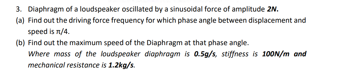 3. Diaphragm of a loudspeaker oscillated by a | Chegg.com