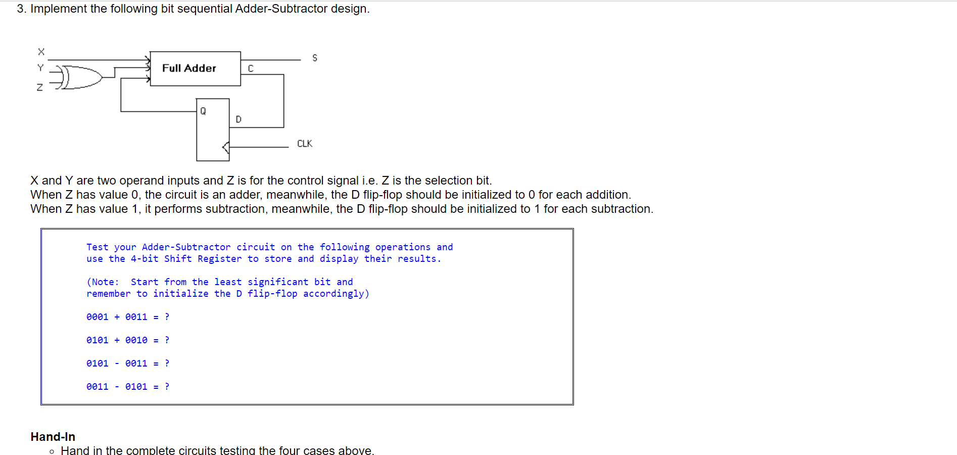 Solved 3 Implement The Following Bit Sequential