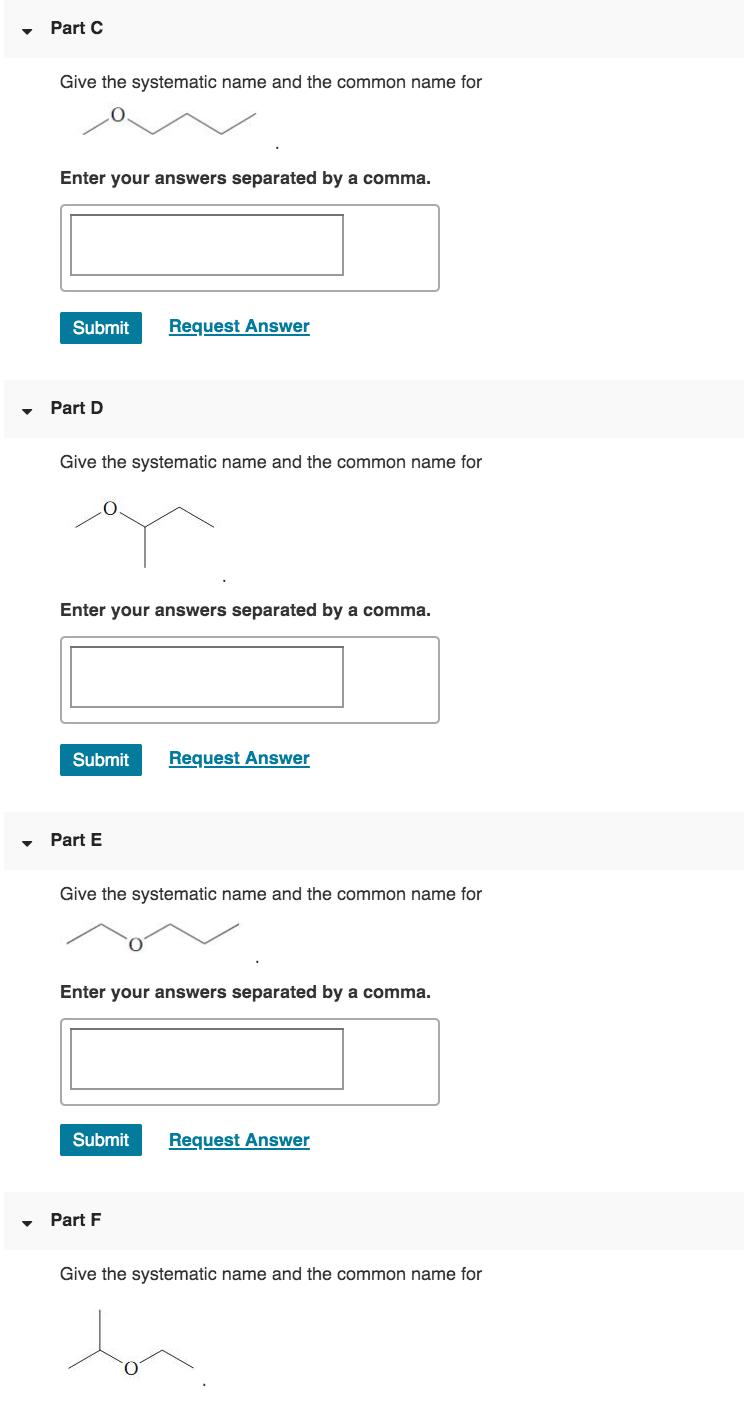Solved - Part F Give the systematic name and the common name | Chegg.com
