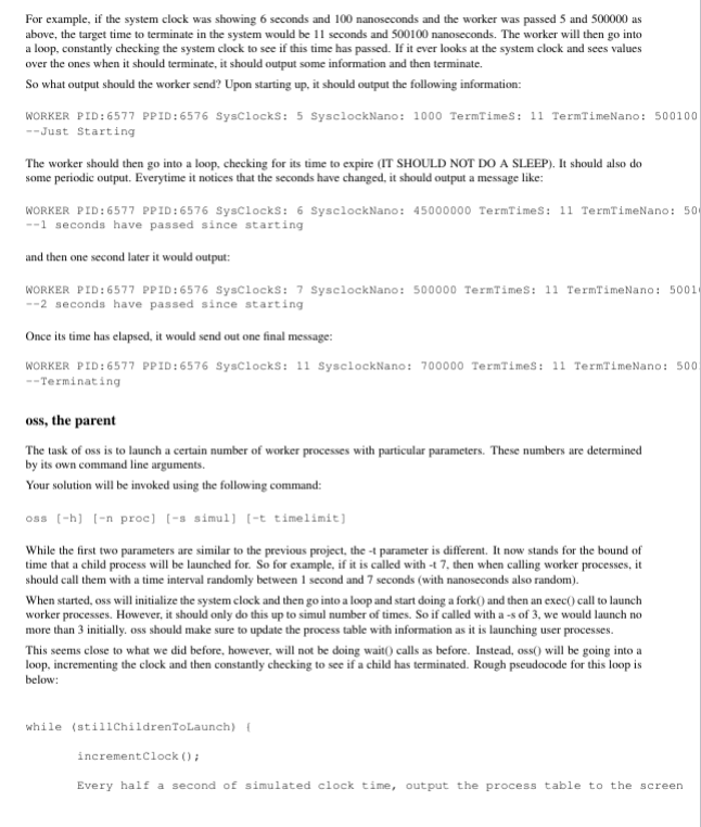 Solved I need some help writing this oss program using | Chegg.com