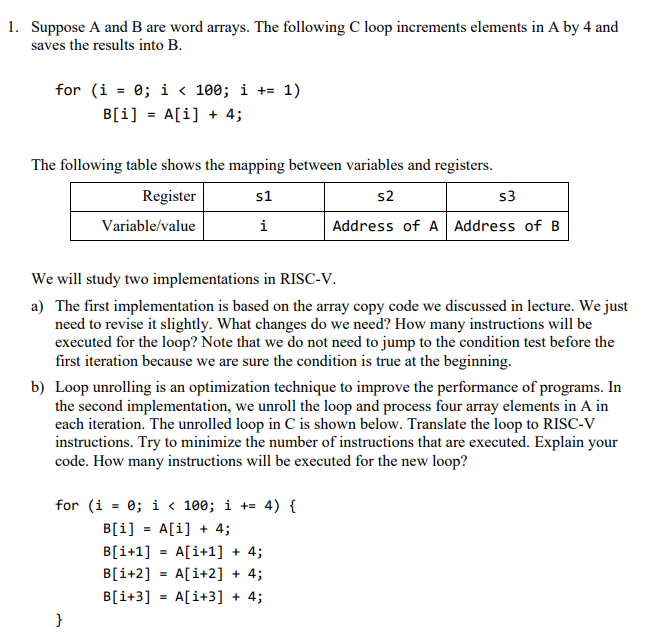 Solved Suppose A and B are word arrays. The following C loop | Chegg.com