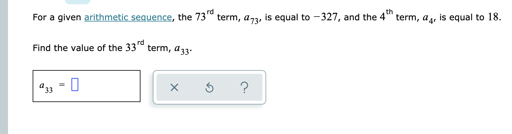 Solved rd th For a given arithmetic sequence, the 73' term, | Chegg.com