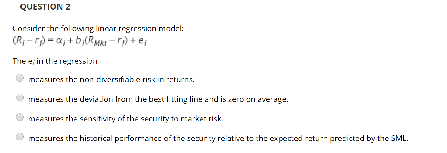 Solved QUESTION 2 Consider the following linear regression | Chegg.com