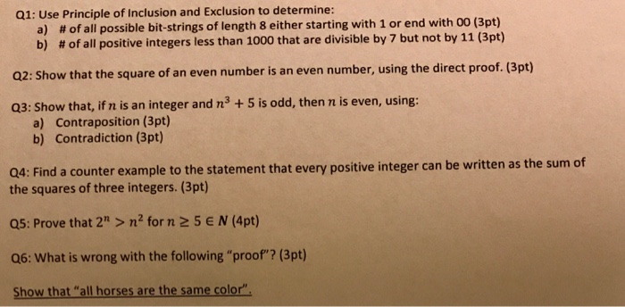 Solved Use Principle of Inclusion and Exclusion to | Chegg.com