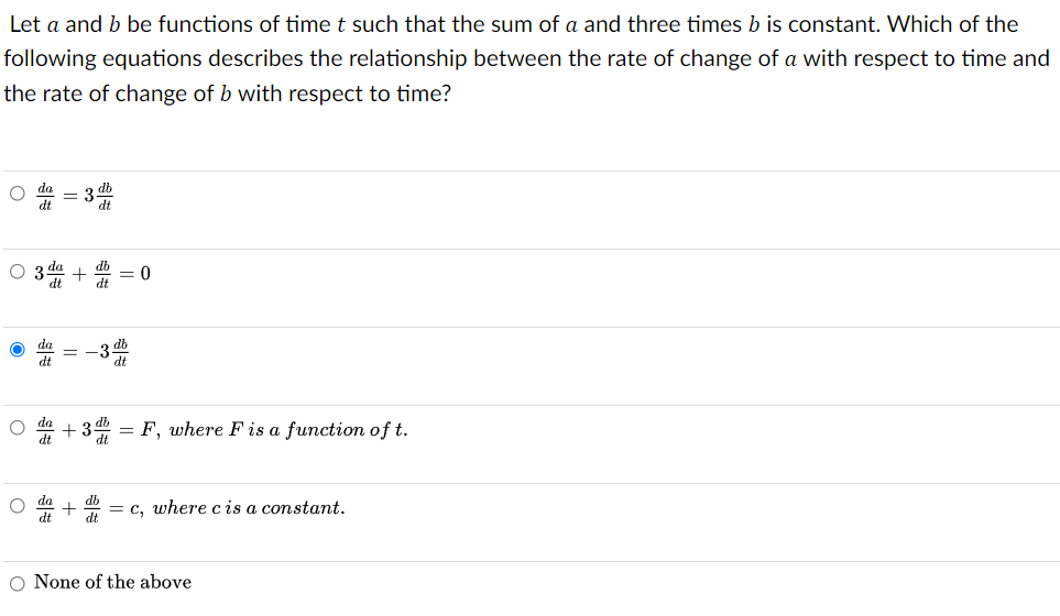 Solved Let a and b be functions of time t such that the sum | Chegg.com