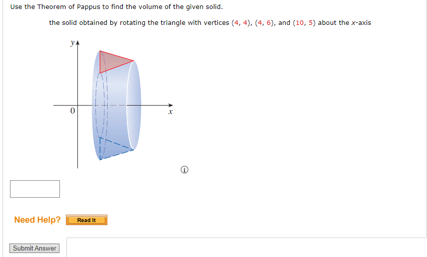 Solved Use the Theorem of Pappus to find the volume of the | Chegg.com