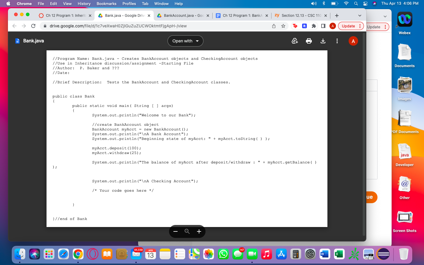Solved Submit the following three files:CheckingAccount.java | Chegg.com