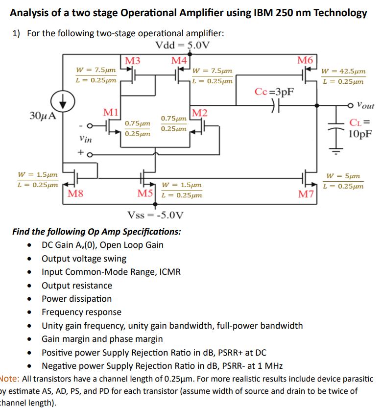 Solved Make the above Op-Amp into a SPICE subcircuit and | Chegg.com