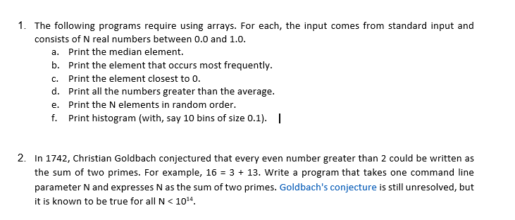 Solved 1. The following programs require using arrays. For | Chegg.com