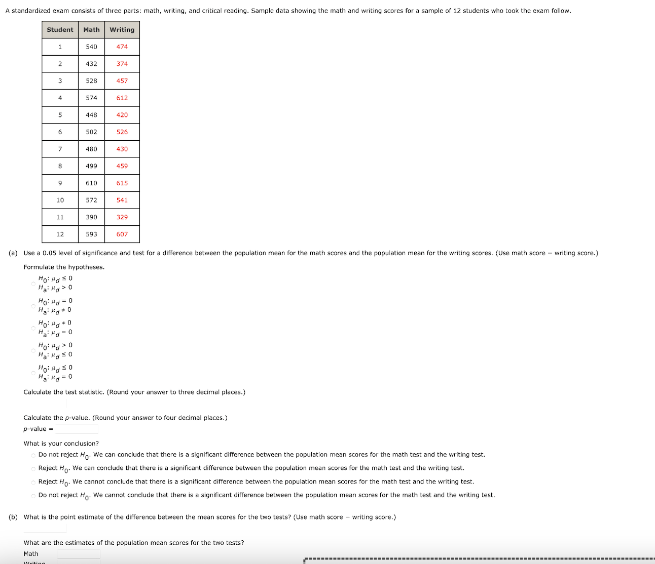 Solved Formulate the hypotheses. | Chegg.com