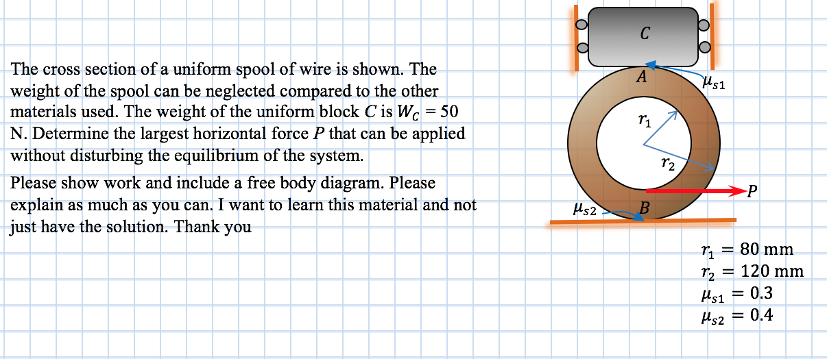Solved Us1 The cross section of a uniform spool of wire is | Chegg.com