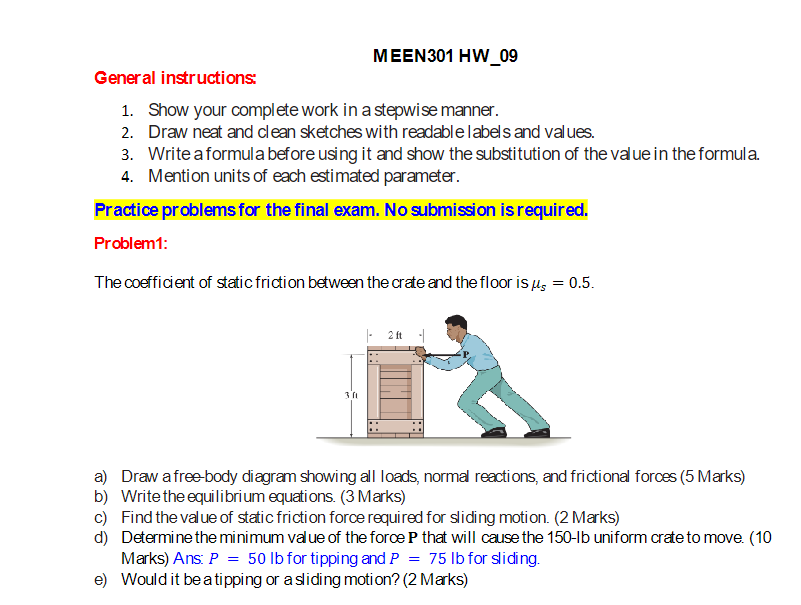 Solved General instructions: 1. Show your complete work in a | Chegg.com