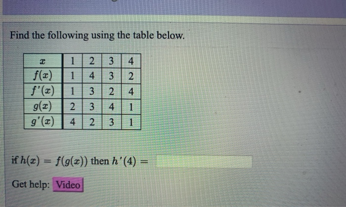 Solved Find the following using the table below. 2 1 2 3 4 | Chegg.com