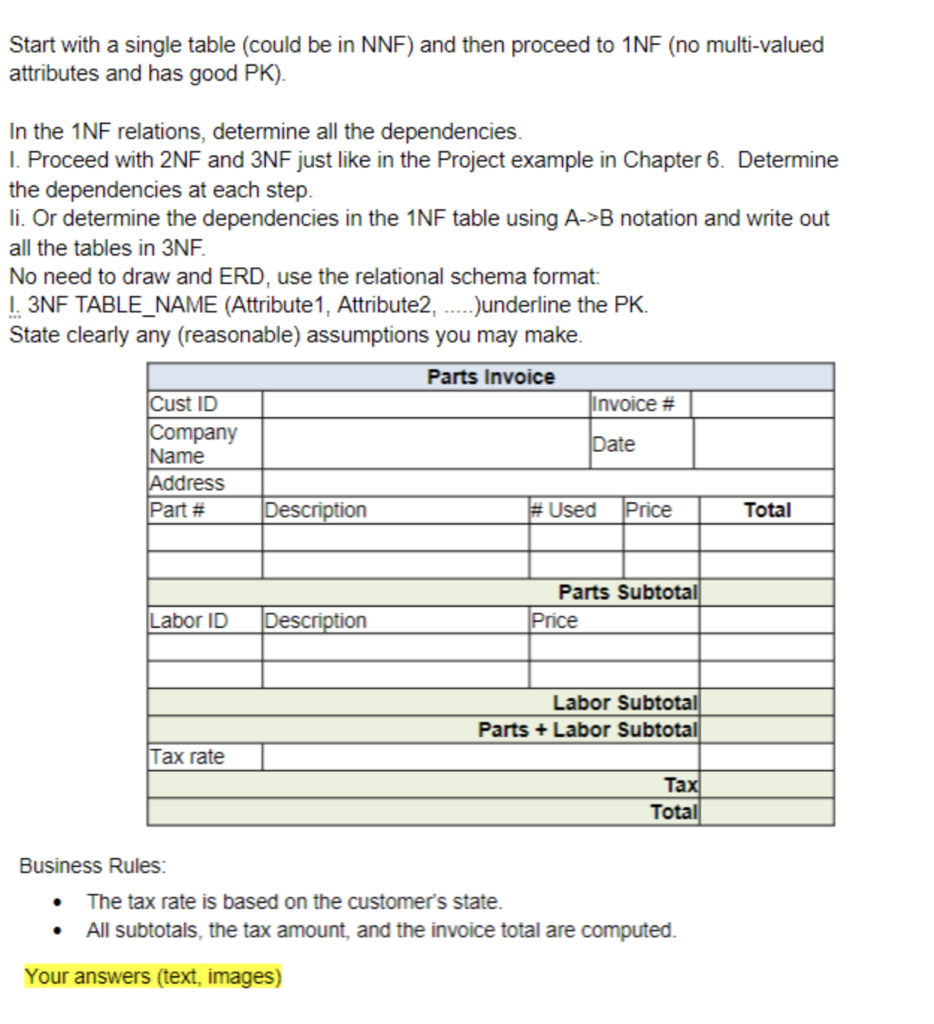 Start with a single table (could be in NNF) and then | Chegg.com