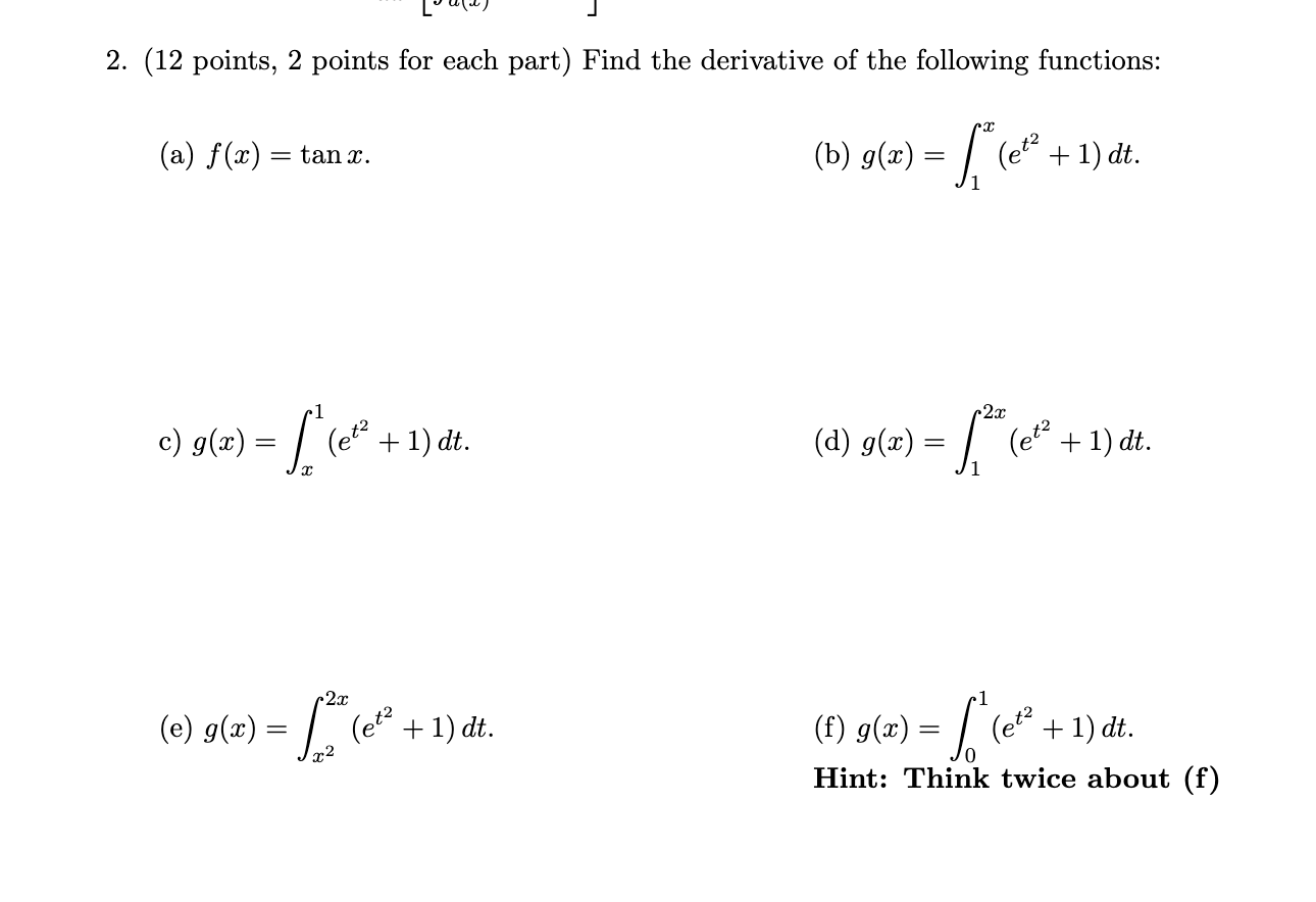 Solved (12 points, 2 points for each part) Find the | Chegg.com Solved (12 points, 2 points for each part) Find the | Chegg.com