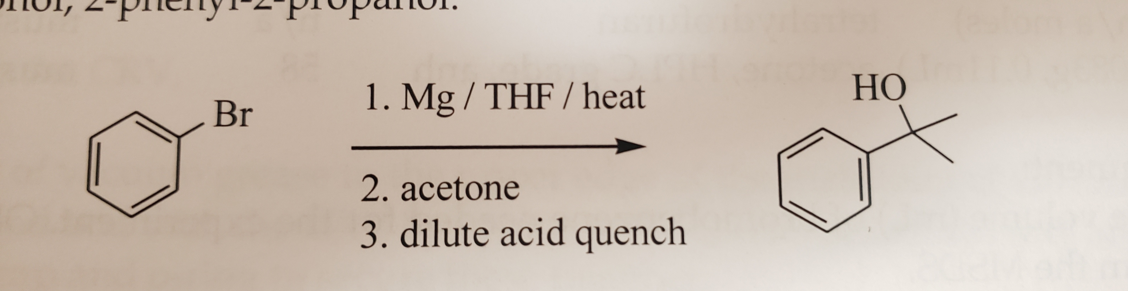 Solved 1. Mg/THF/ heat 2. acetone 3. dilute acid quench | Chegg.com
