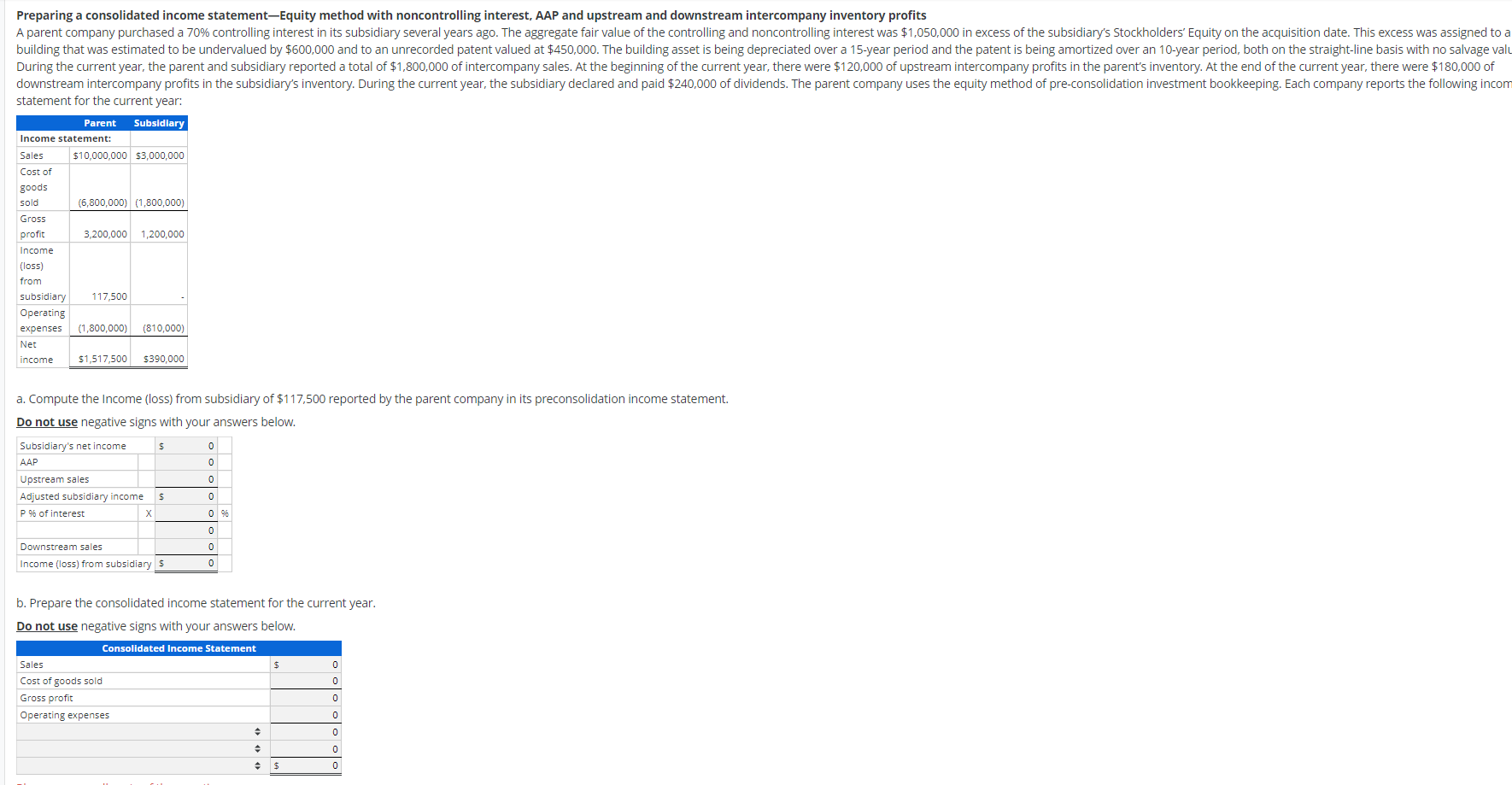 Solved Preparing a consolidated income statement-Equity | Chegg.com