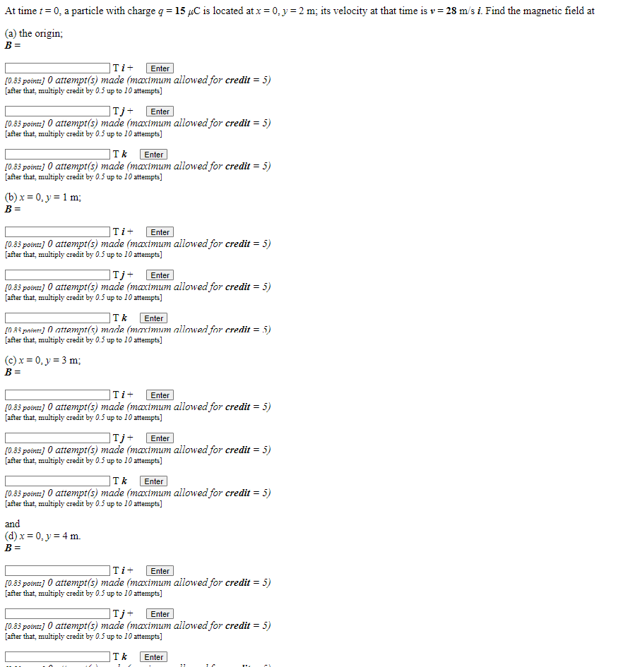 Solved At time t=0, ﻿a particle with charge q=15μC ﻿is | Chegg.com