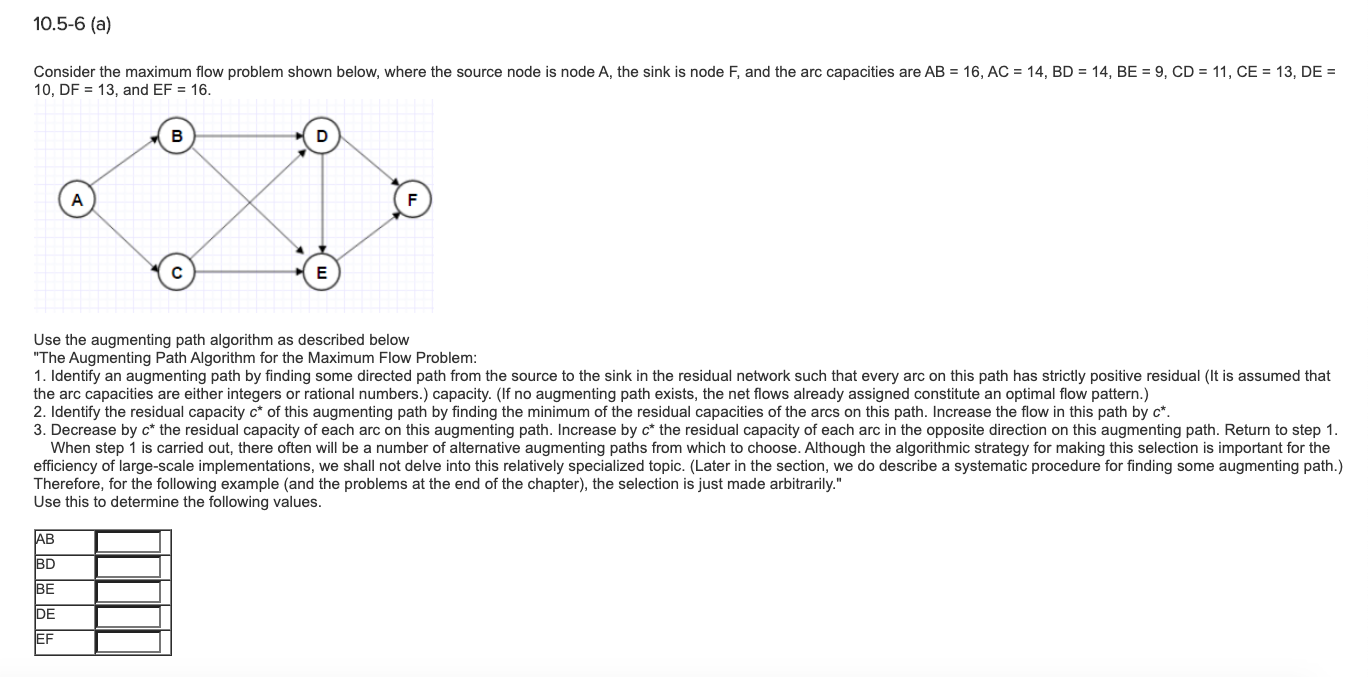Solved 10.5-6 (a) Consider the maximum flow problem shown | Chegg.com