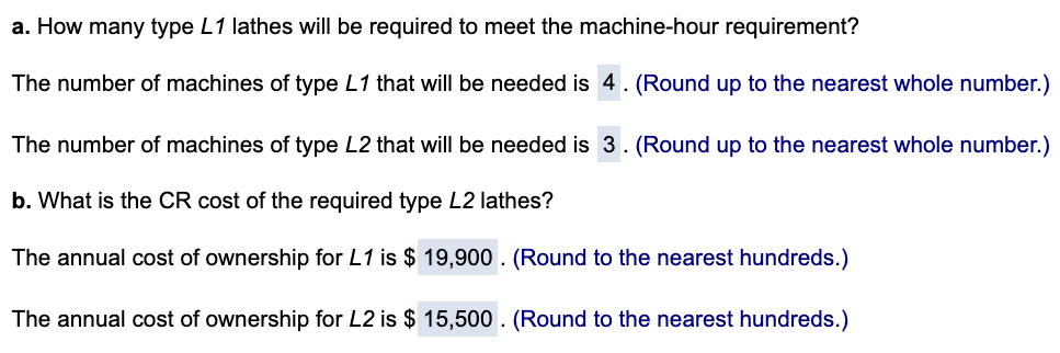 Solved −−a. How many type L1 lathes will be required to meet | Chegg.com